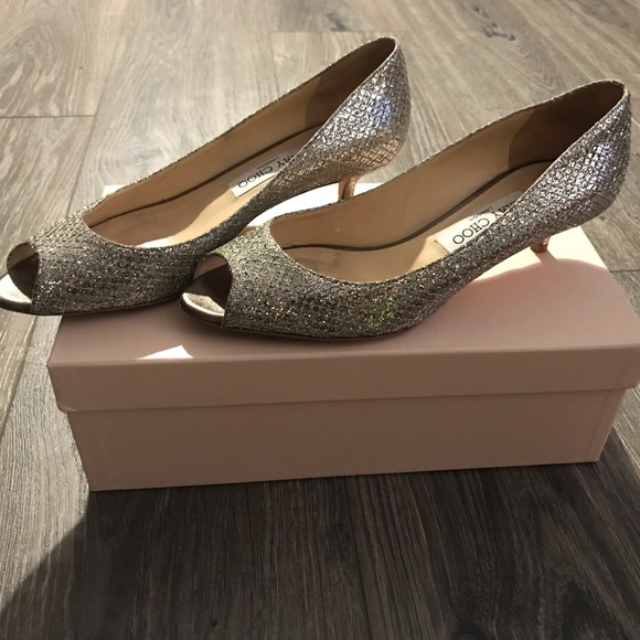 Jimmy Choo Shoes Jimmy Choo Glitter Shoes Champagne 38 Caitlin Poshmark